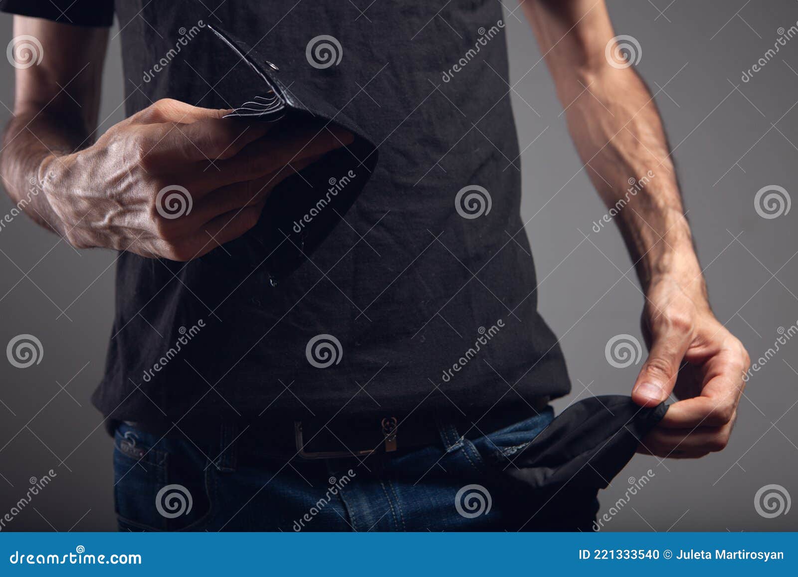 Man Showing Empty Pocket and Empty Wallet Stock Photo - Image of bank ...