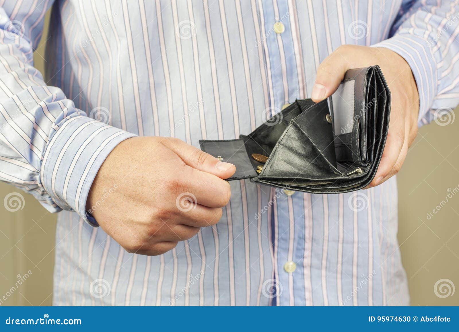 Man showing empty wallet stock photo. Image of crisis - 95974630