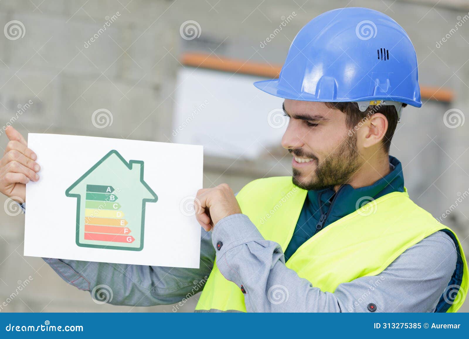 Man Showing Energy Efficiency Chart Stock Image - Image of desk ...