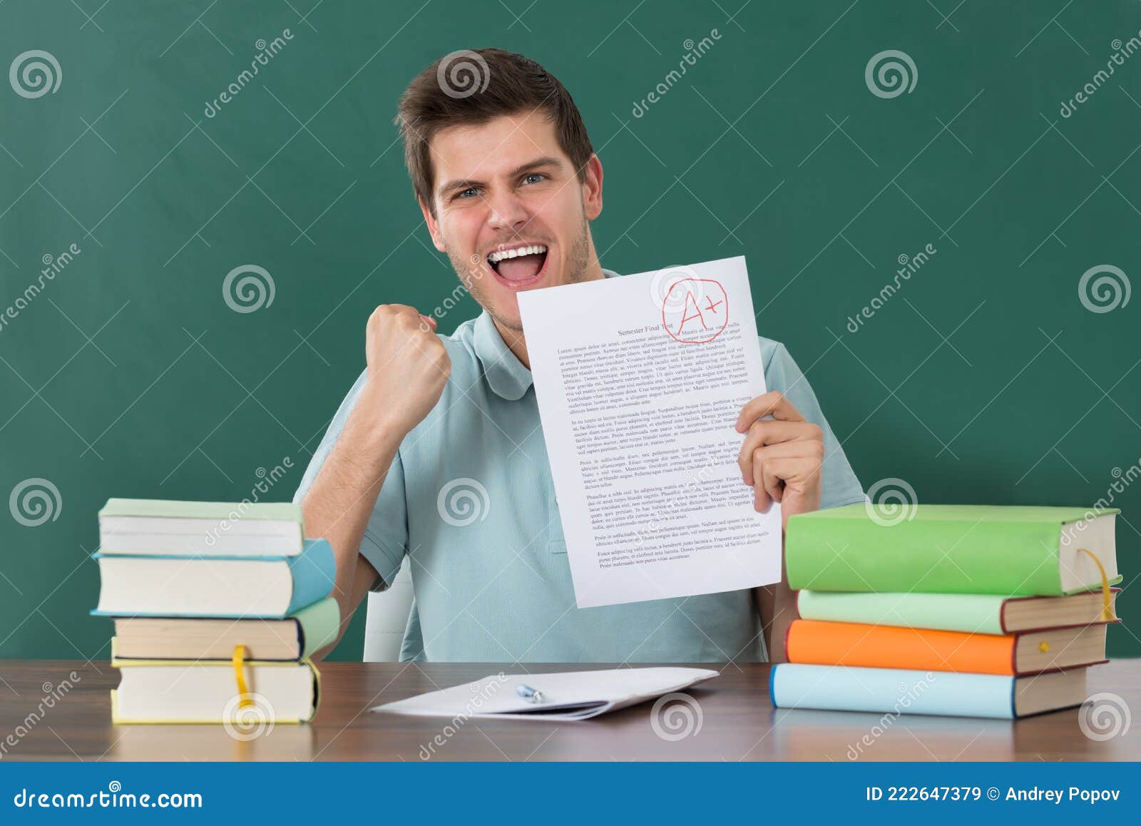 Man Showing Examination Paper Stock Image - Image of blackboard, score ...