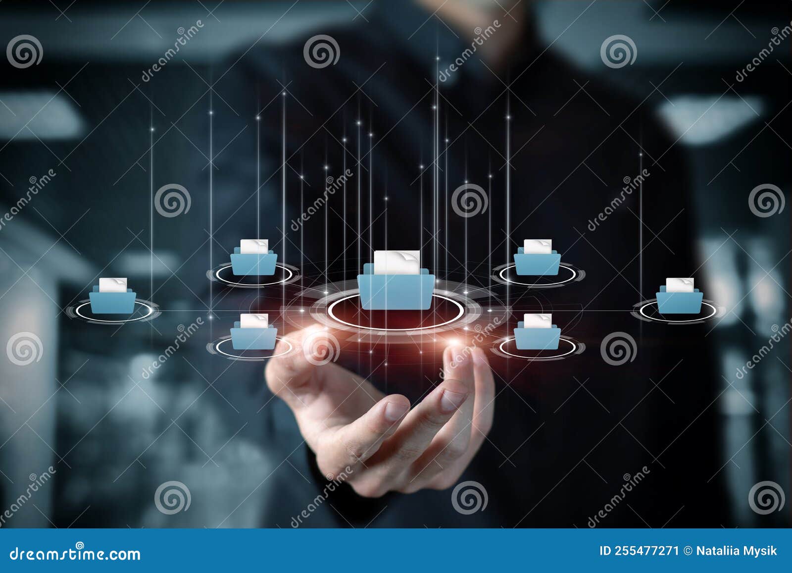 Man showing file system stock image. Image of data, cyberspace - 255477271