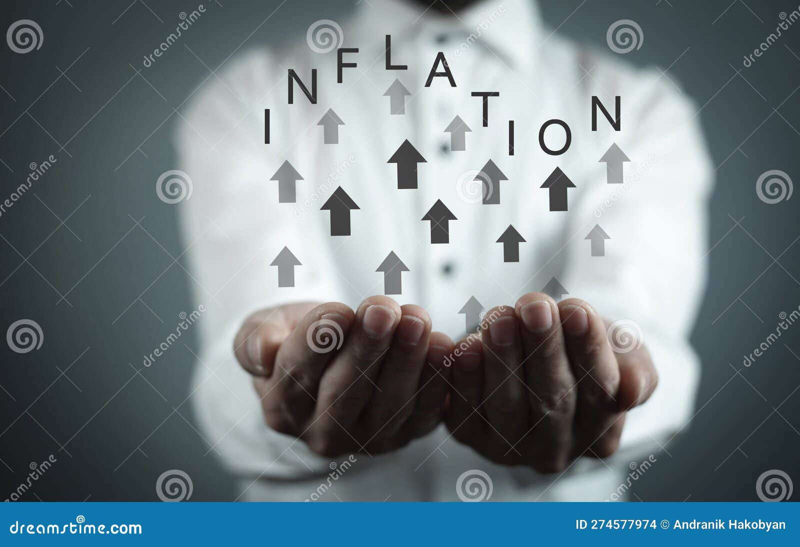 Man Showing Growing Arrows with a Word Inflation Stock Photo - Image of ...