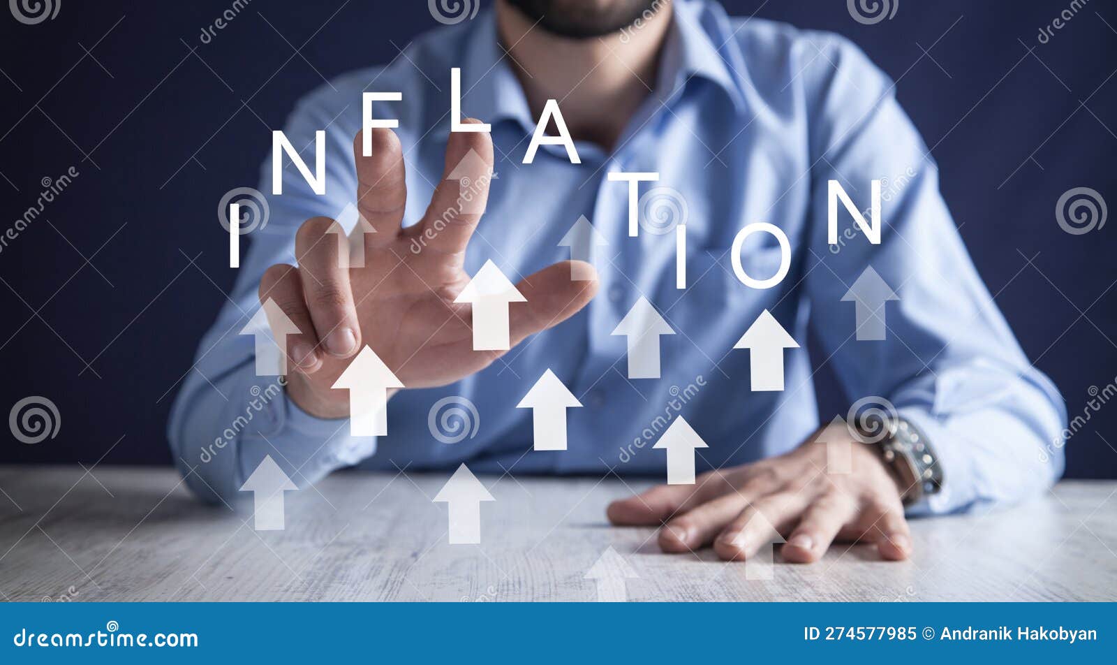 Man Showing Growing Arrows with a Word Inflation Stock Image - Image of ...