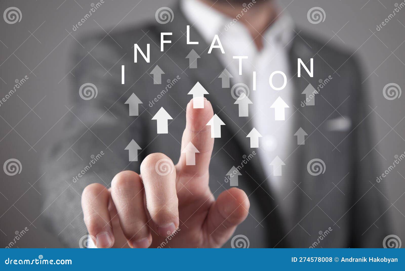 Man Showing Growing Arrows with a Word Inflation Stock Photo - Image of ...