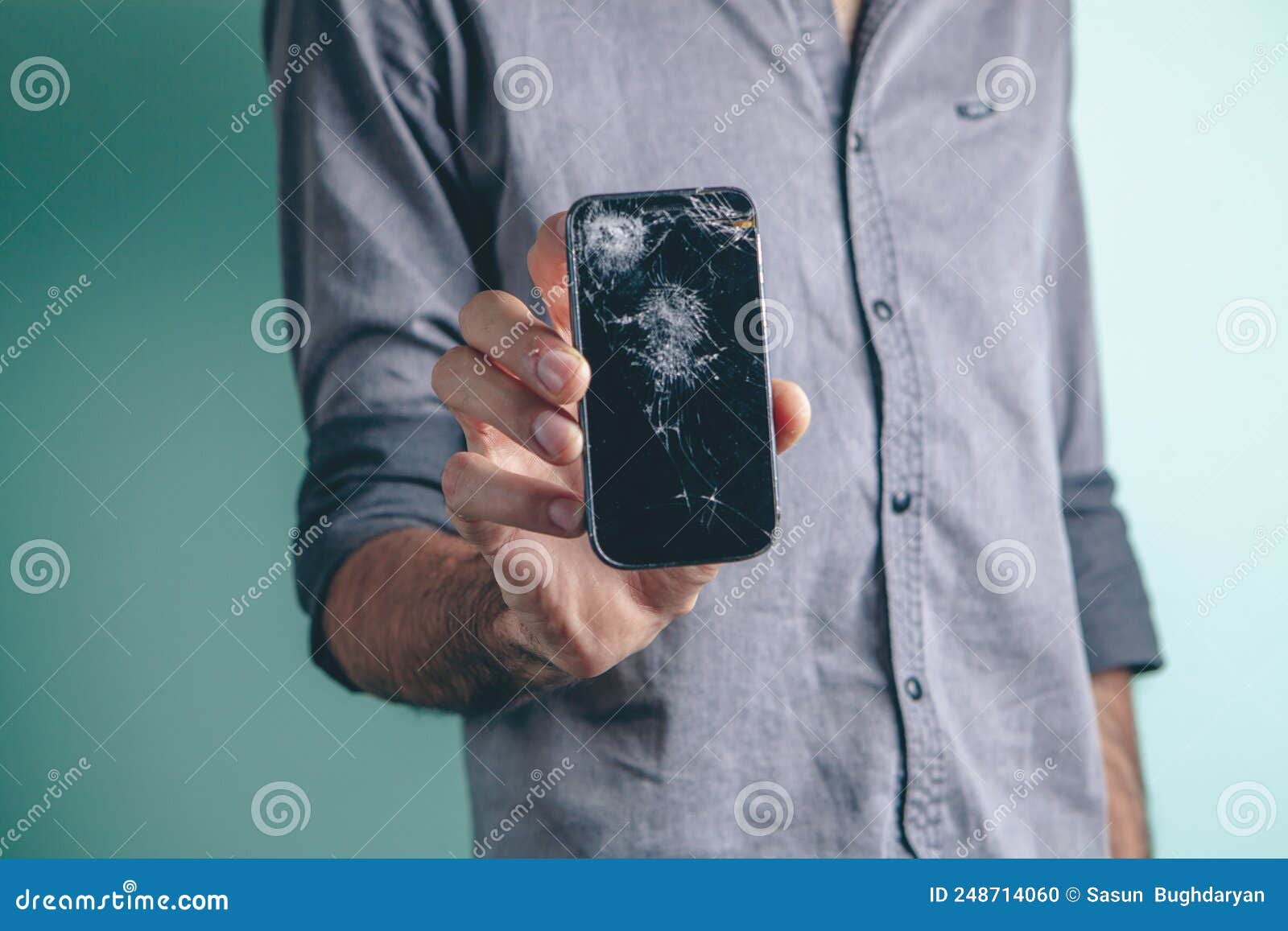 Man Showing His Broken Phone Stock Photo - Image of communication ...