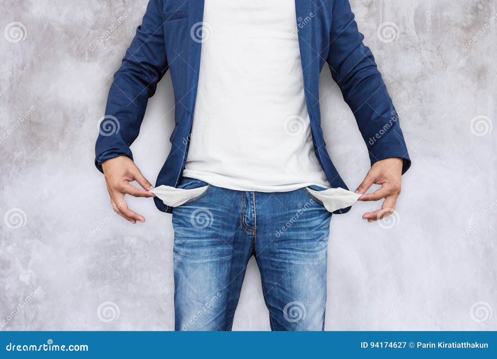 Man Showing His Empty Pockets Stock Image - Image of bare, blank: 94174627