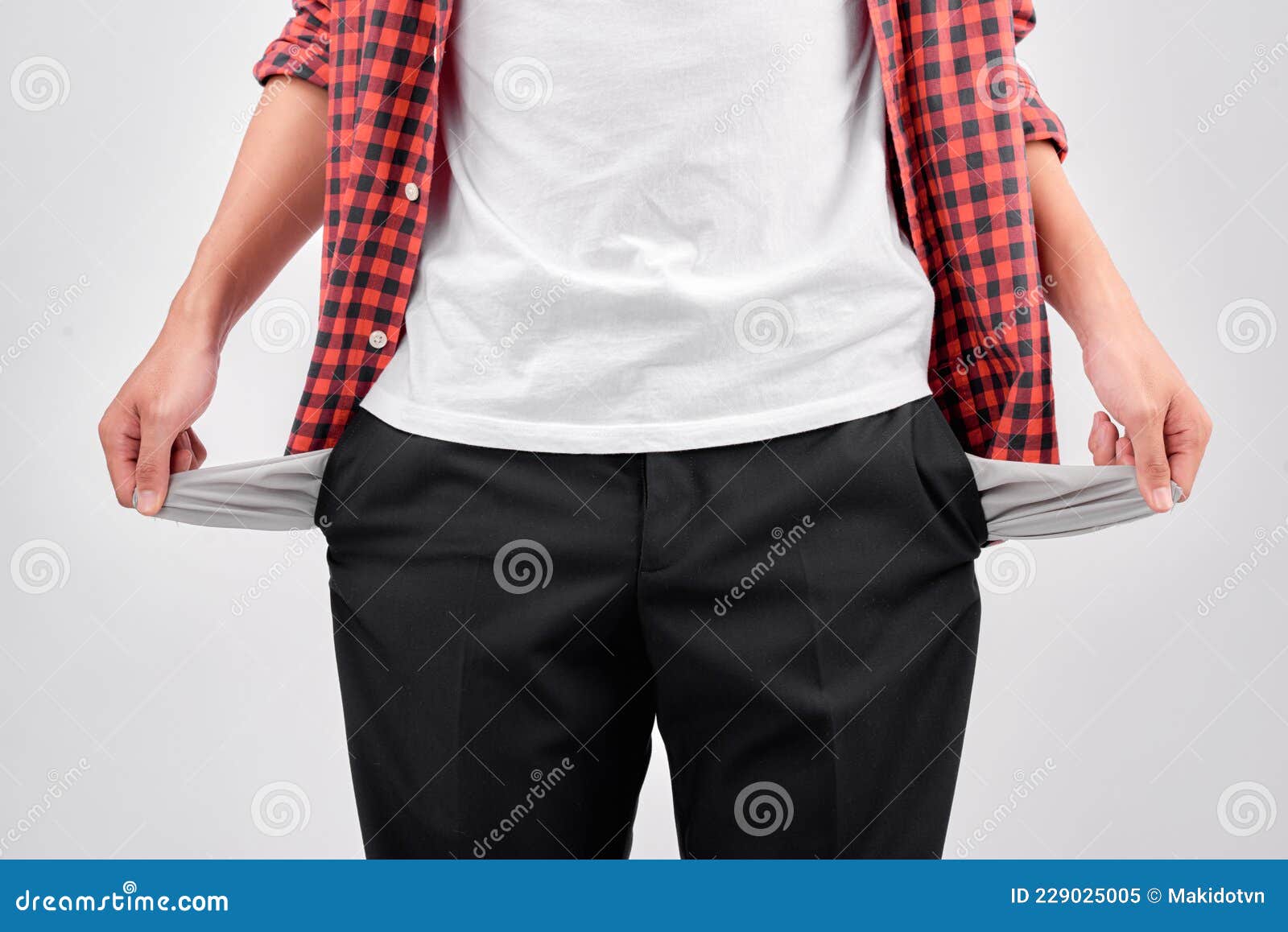 Man Showing His Empty Pockets on White Background Stock Image - Image ...