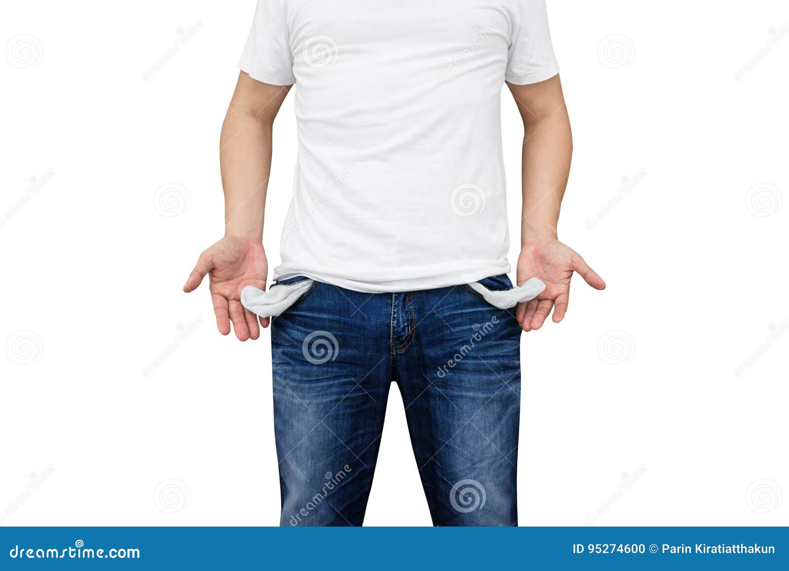 Man Showing His Empty Pockets Stock Photo - Image of hand, poor: 95274600