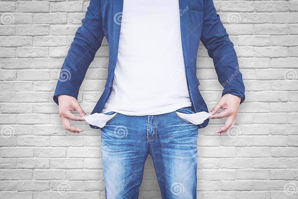 Man Showing His Empty Pockets Stock Image - Image of people, gambling ...