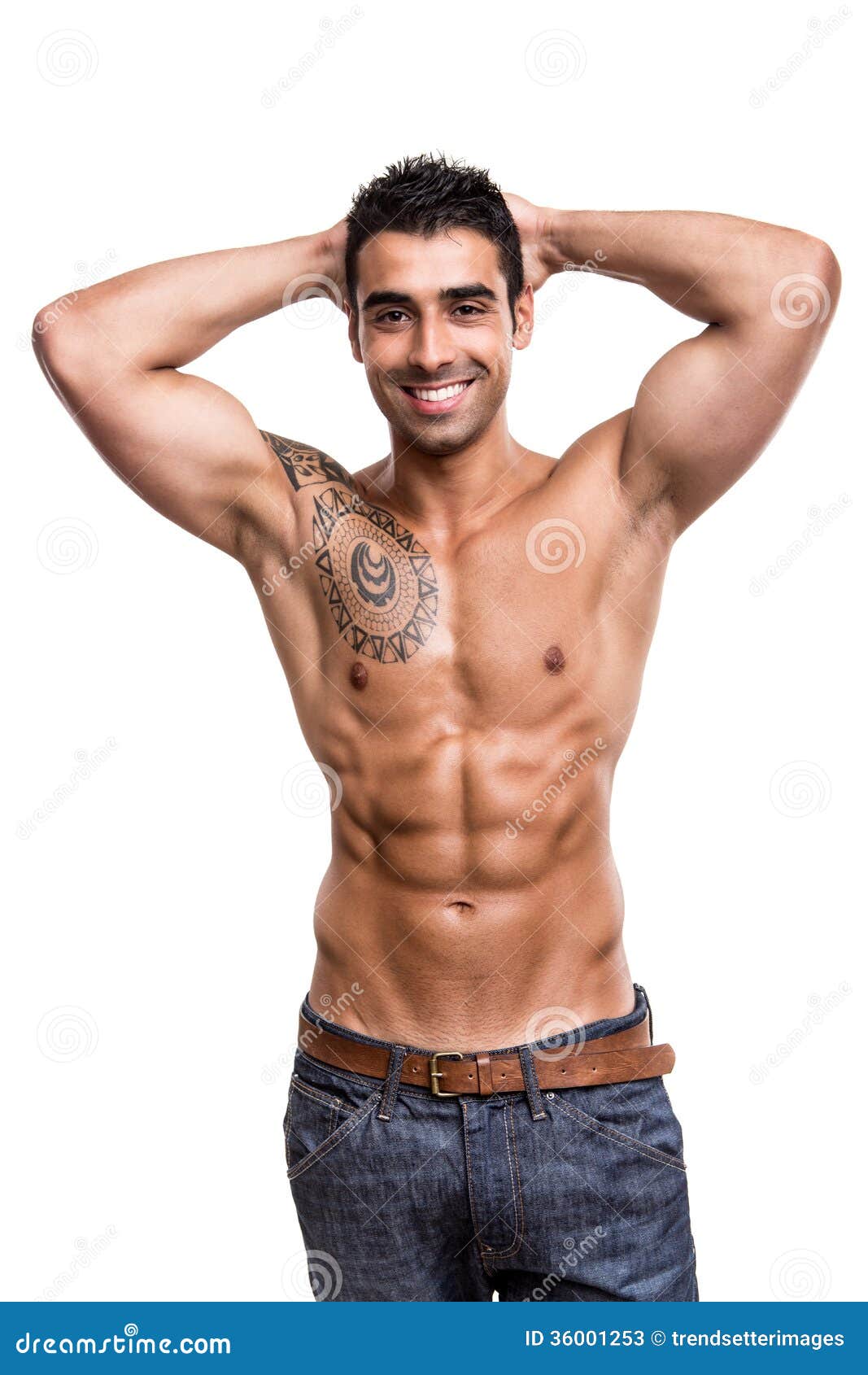 Man Showing His Great Shape Stock Image - Image of body, shirtless ...
