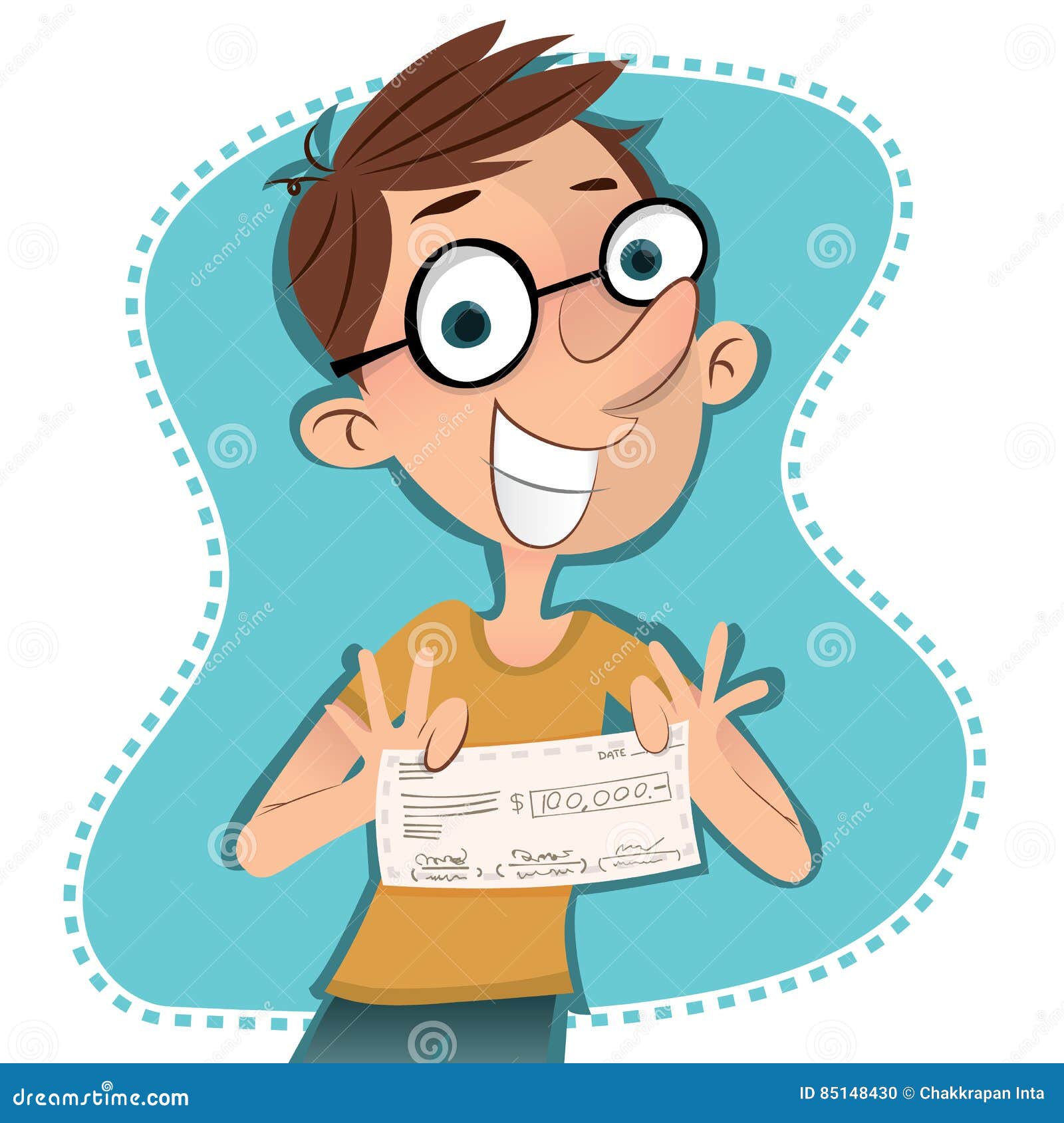 Man showing his paycheck. stock vector. Illustration of business - 85148430