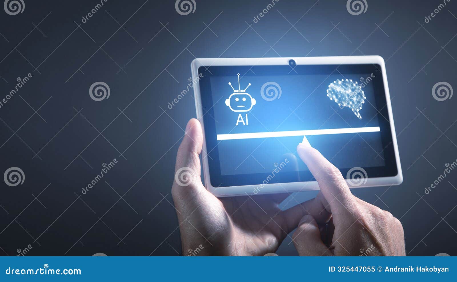 Man Showing Human Brain with a Ai Robot on Scales Stock Image - Image ...