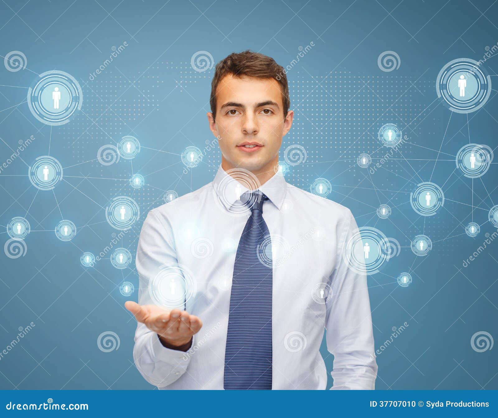 Man Showing Network on the Palm of His Hand Stock Photo - Image of ...