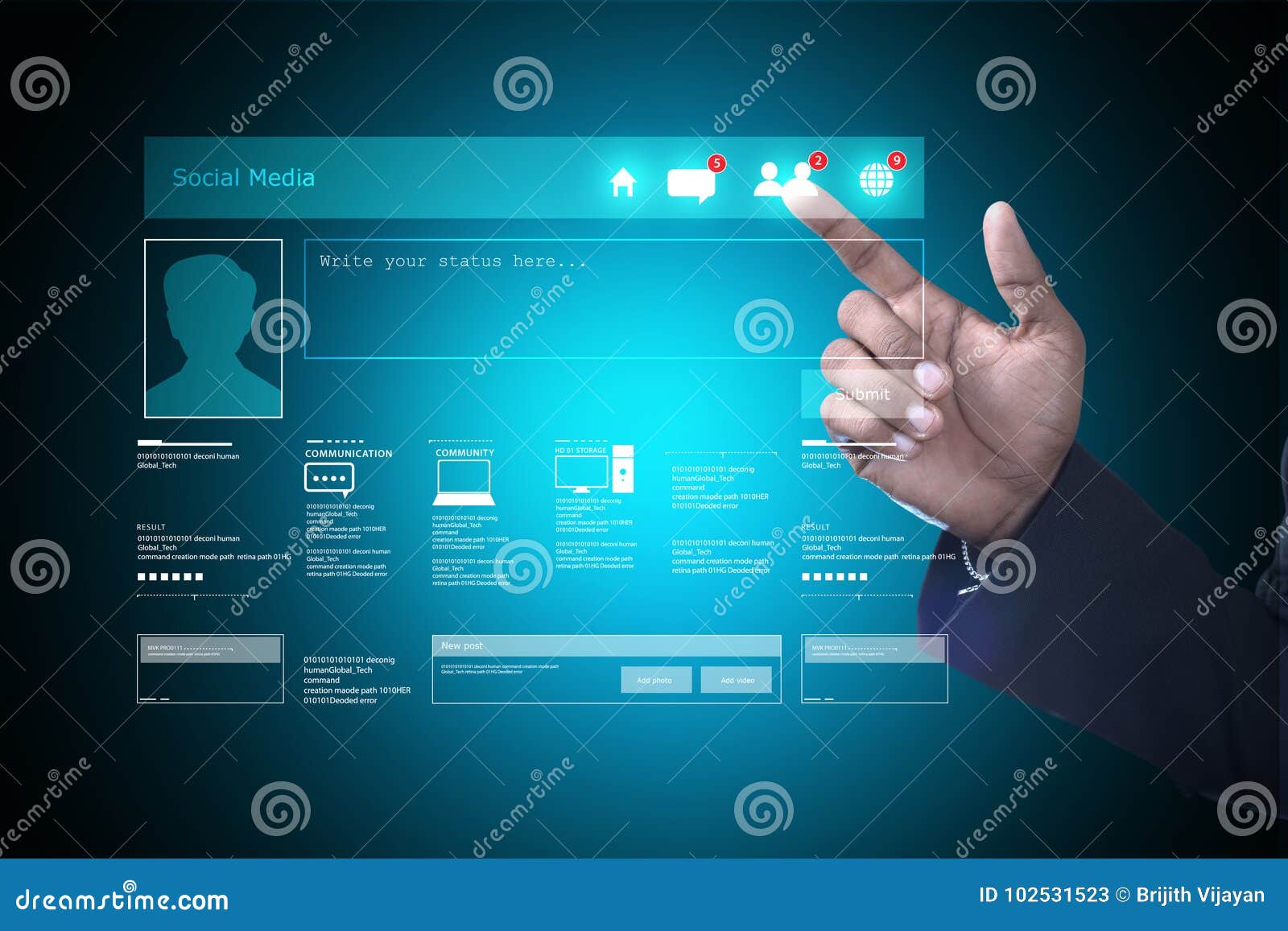 Man Showing Networking with Virtual Display Stock Image - Image of male ...