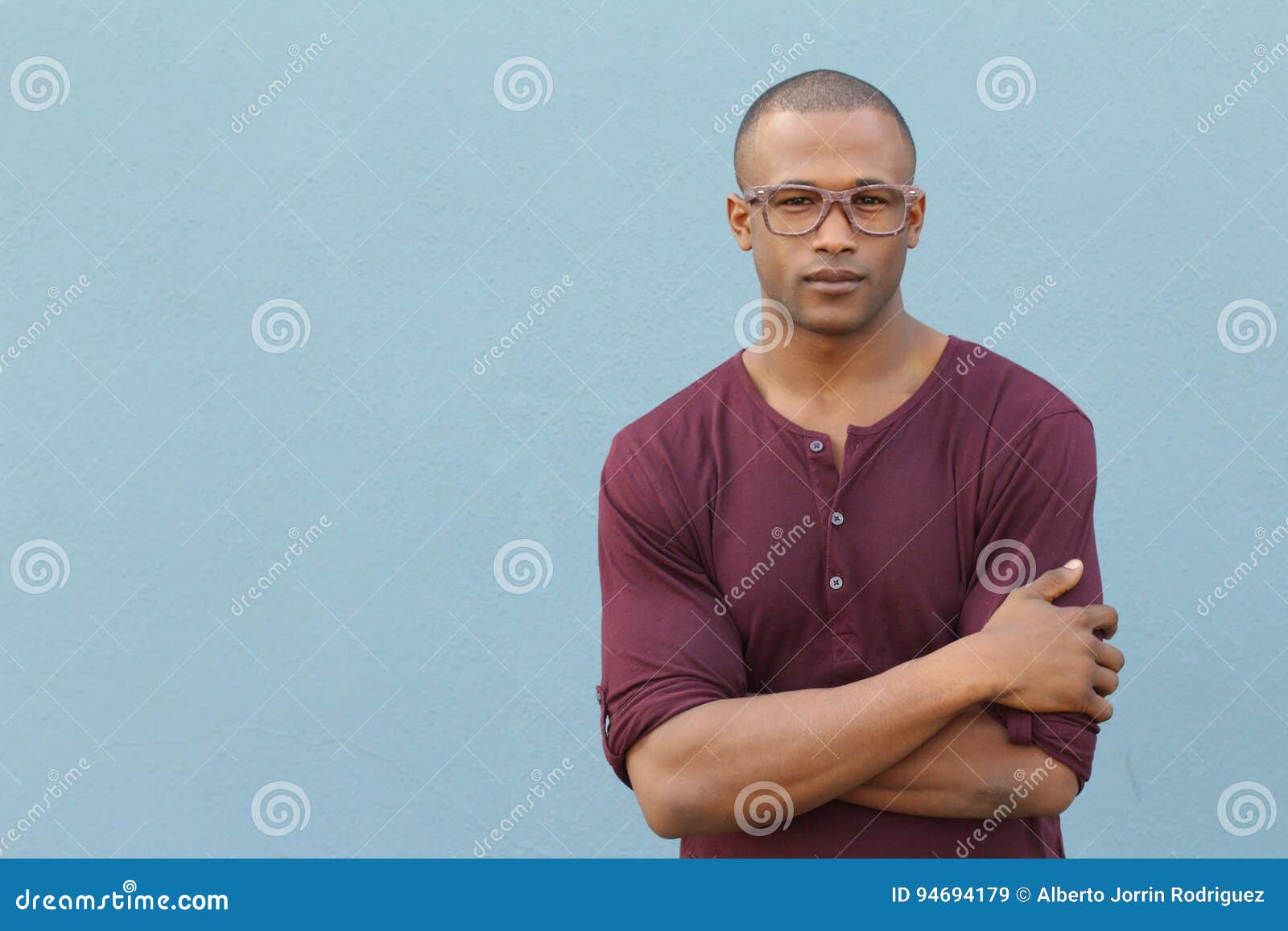 Man Showing Neutral Expression Closeup with Arms Crossed Stock Image ...