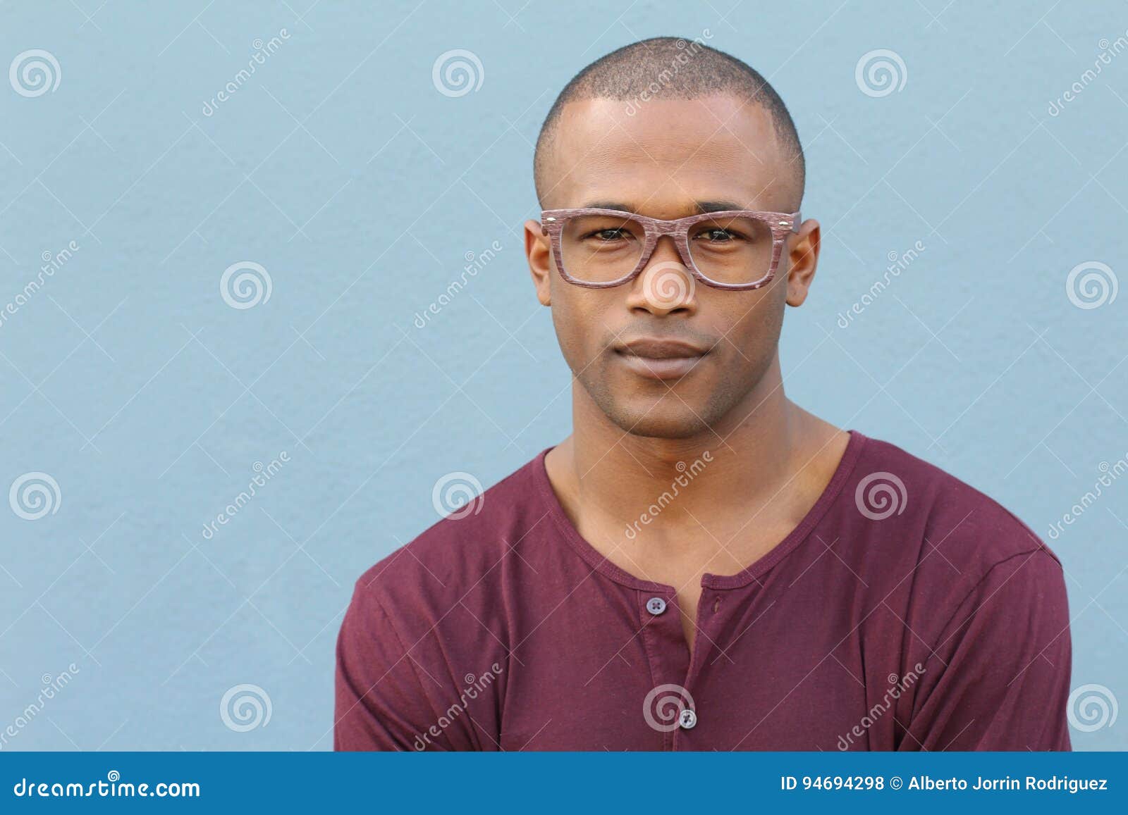 Man Showing Neutral Expression Closeup with Copy Space Stock Photo ...