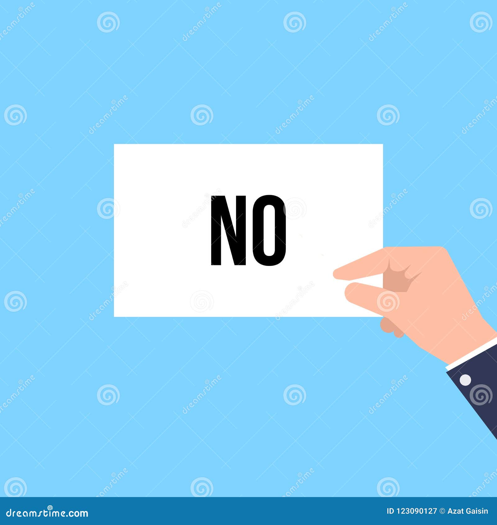 Man showing paper NO text stock vector. Illustration of deny - 123090127