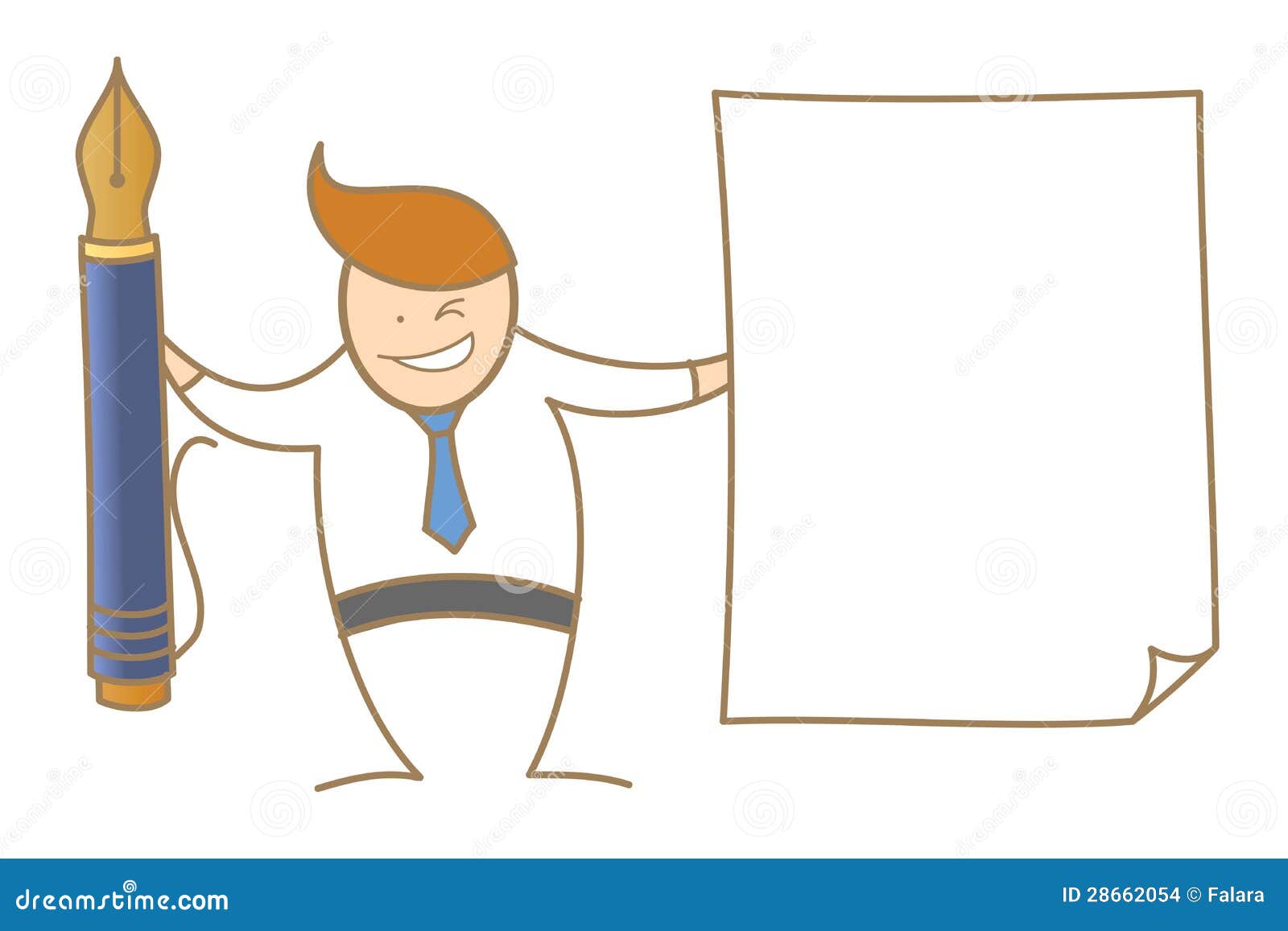 Man Showing Pen Ad Paper for Signing Document Stock Vector ...