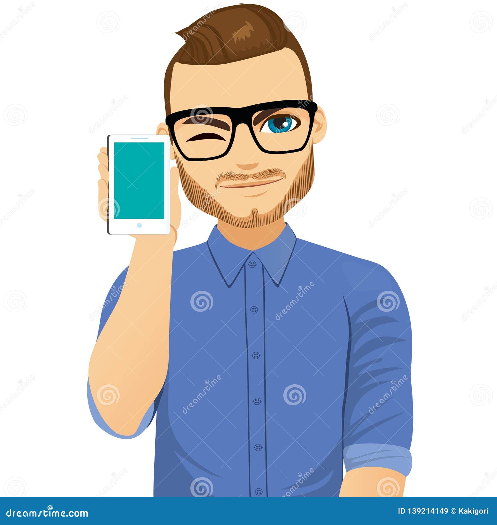 Man Showing Phone stock vector. Illustration of marketing - 139214149