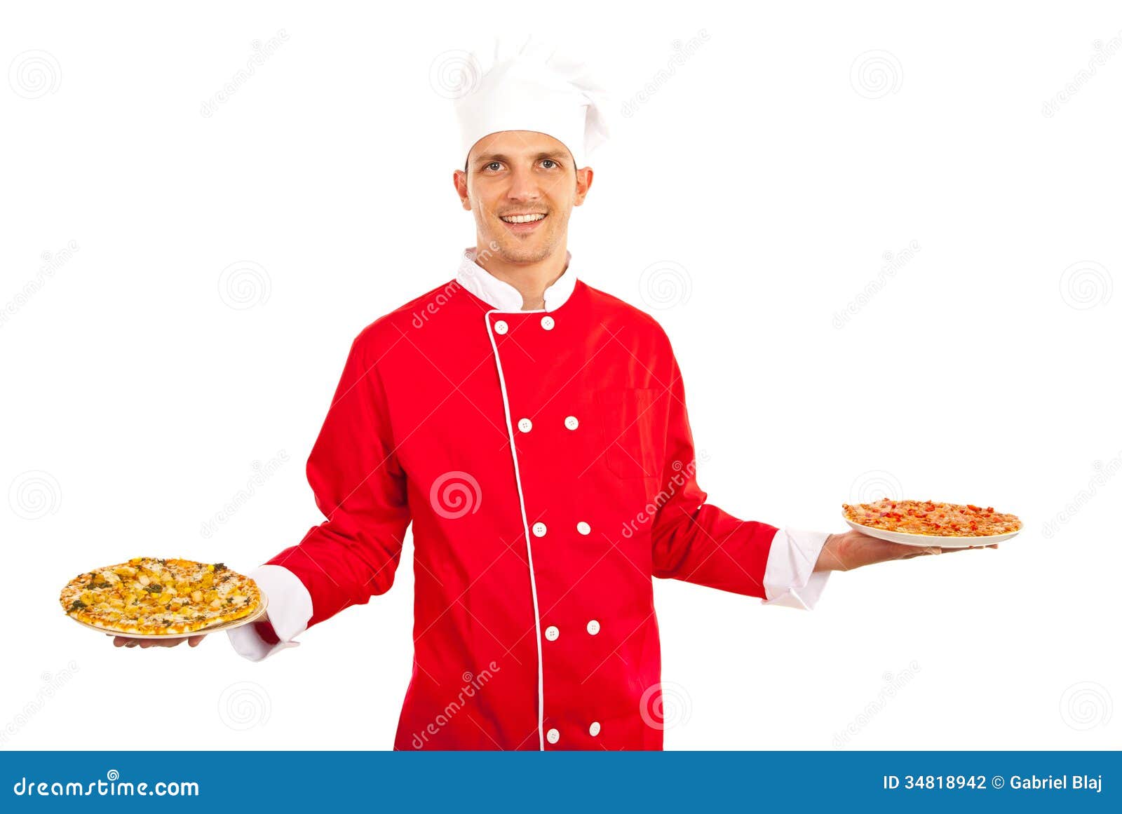 Man showing pizza stock photo. Image of serve, posing - 34818942