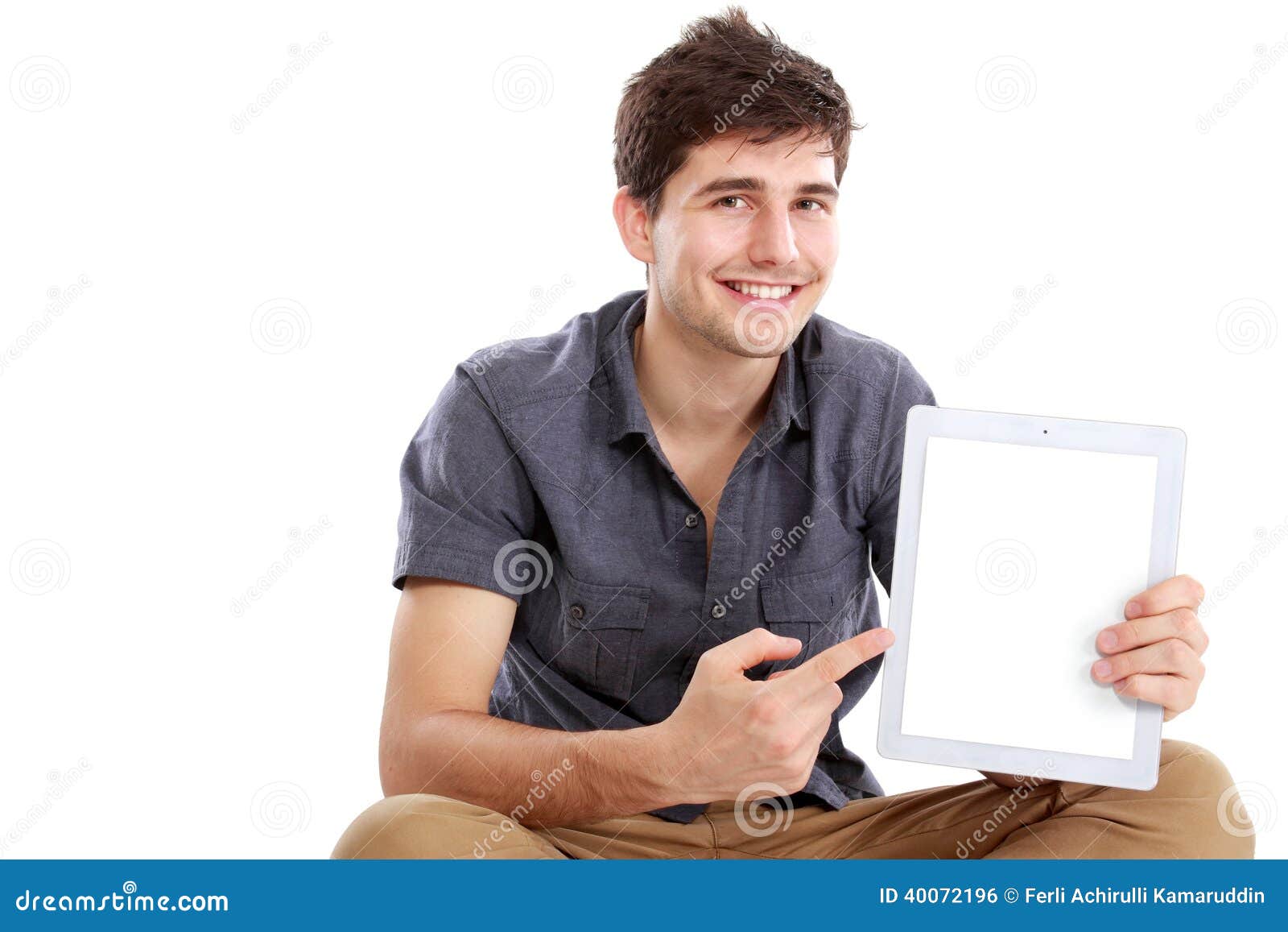 Man Showing Screen of Digital Tablet Stock Photo - Image of display ...