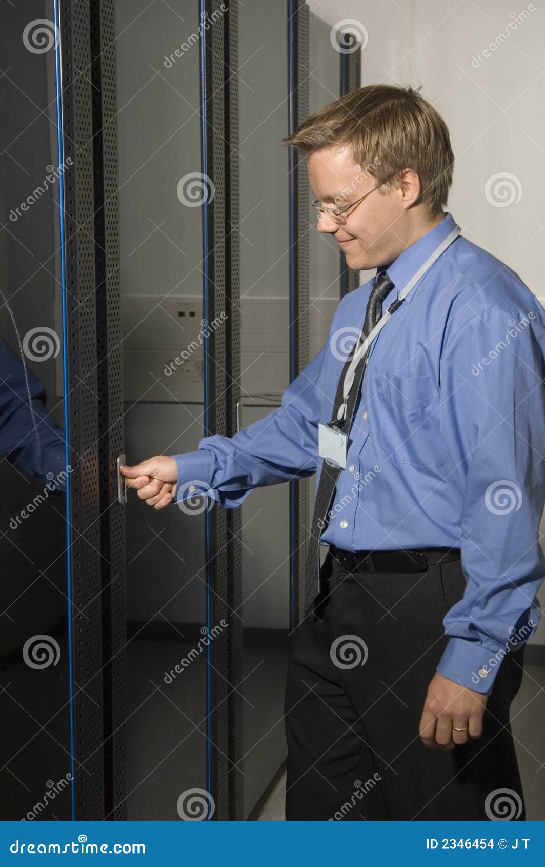 Man showing server room stock photo. Image of alone, careers - 2346454