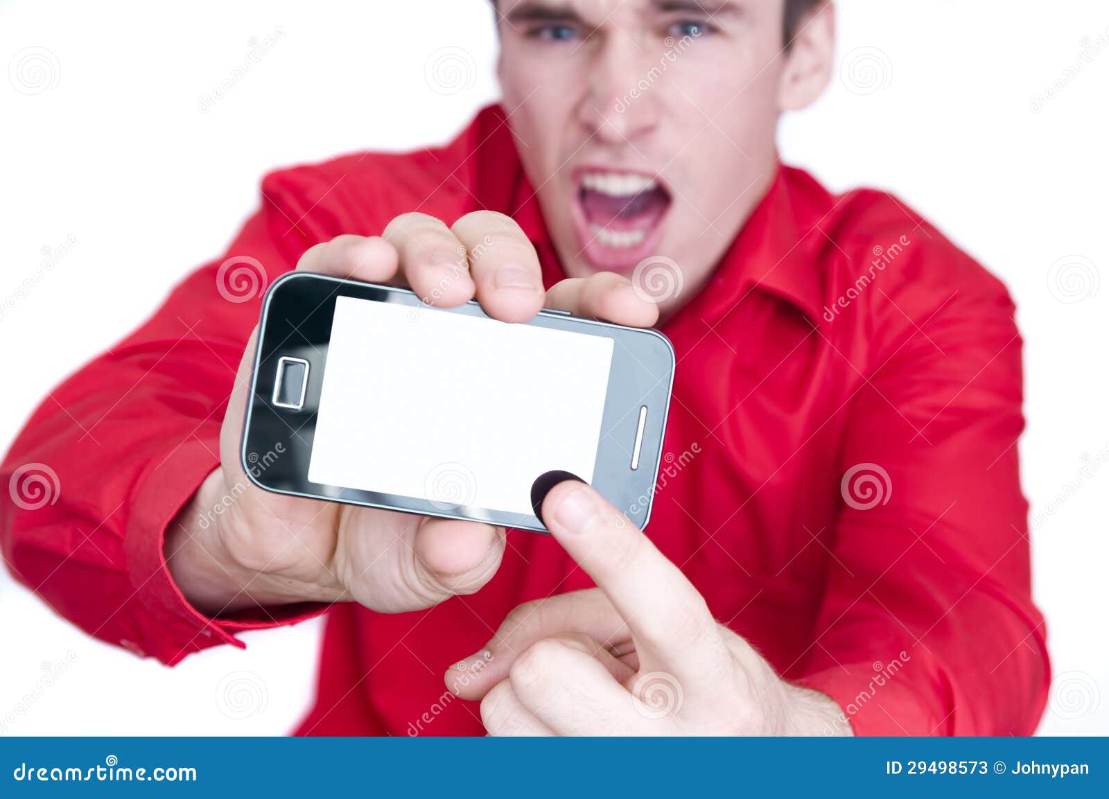 Man showing smart phone stock image. Image of equipment - 29498573