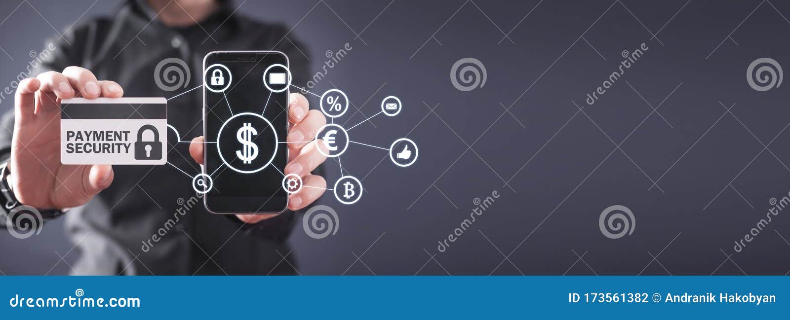 Man Showing Smartphone and Credit Card. Payment Security Stock Photo ...