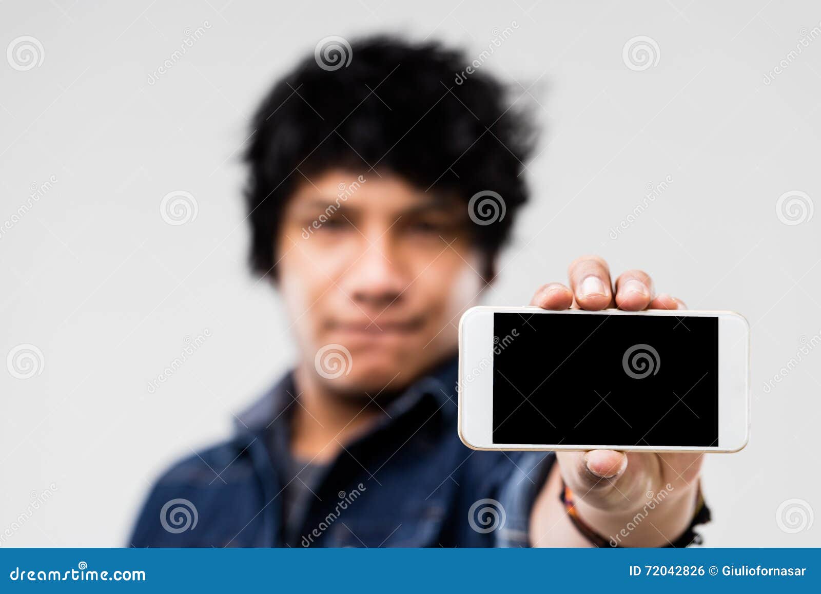 Man Showing Smartphone Screen To You Stock Photo - Image of connected ...