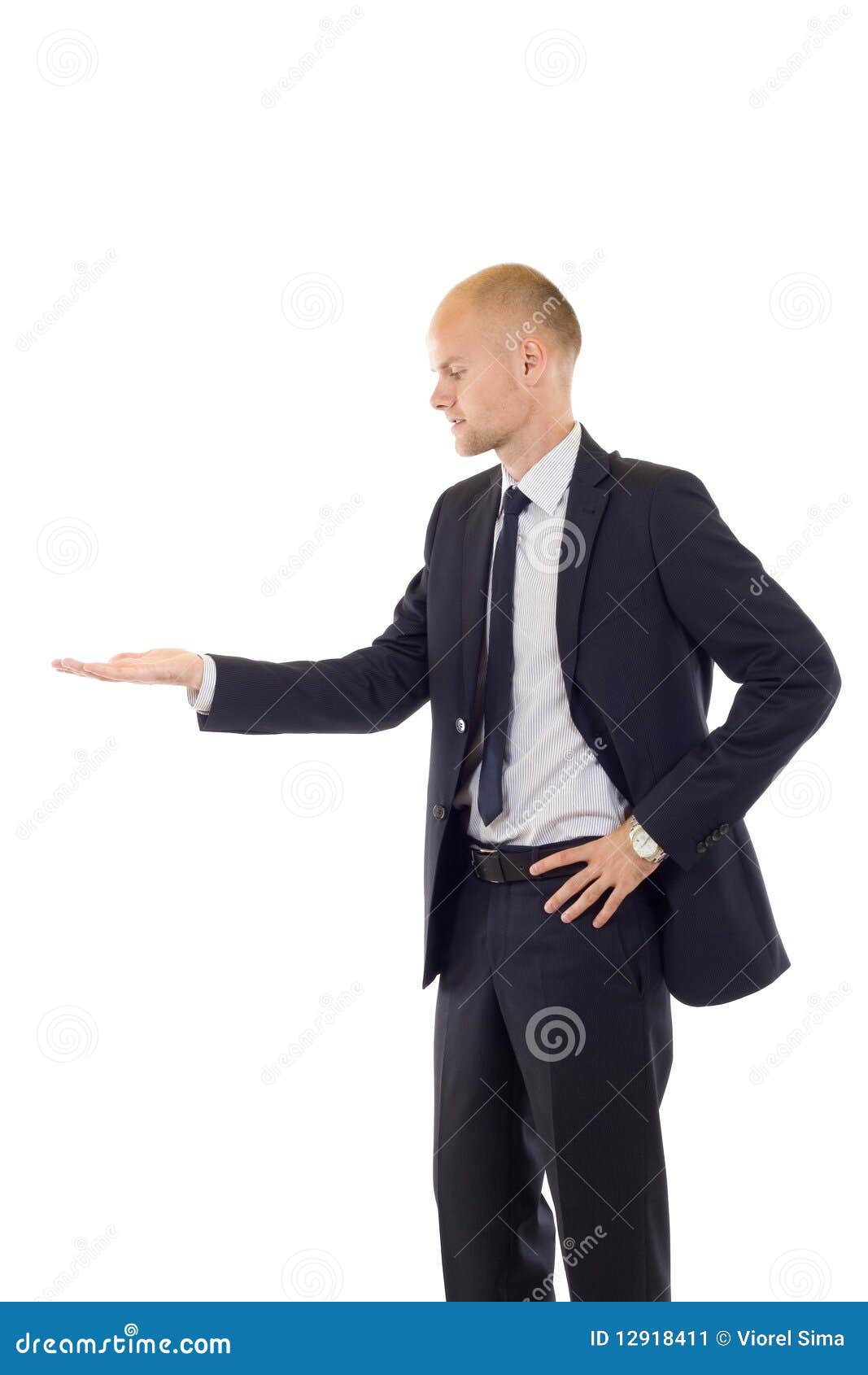 Man Showing Something on His Hand Stock Image - Image of sell ...