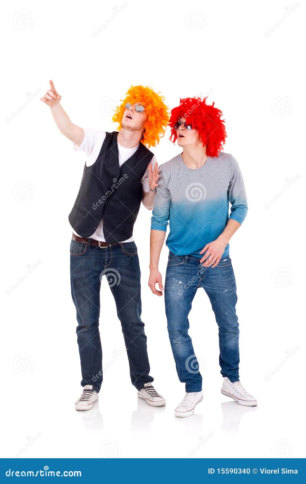 Man Showing Something To His Friend Stock Photo - Image of head, guys ...