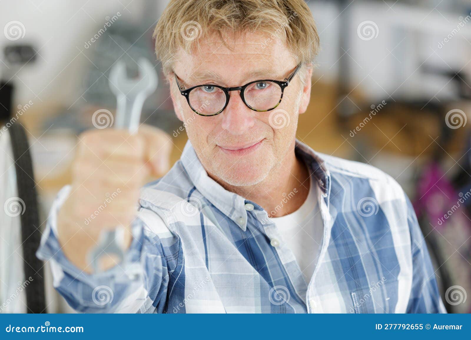 Man Showing Spanner at Camera Stock Image - Image of business, show ...