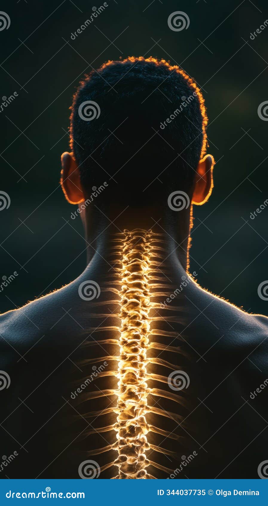 Man Showing Spinal Column Experiencing Back Pain Stock Image - Image of ...