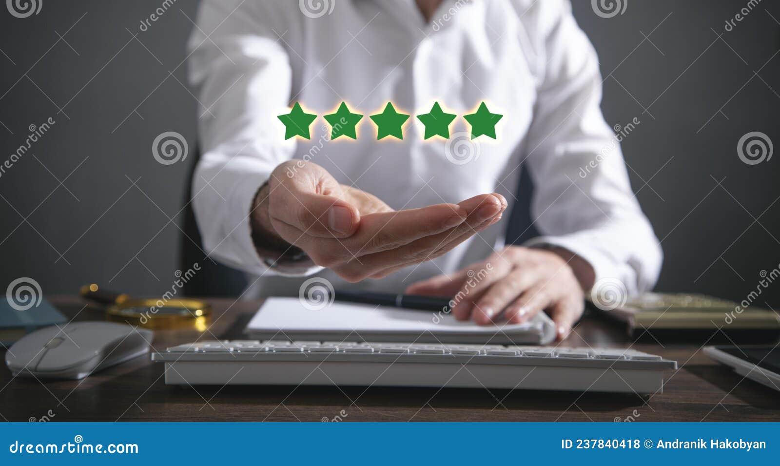 Man Showing 5 Star. Service Rating Stock Photo - Image of quality ...