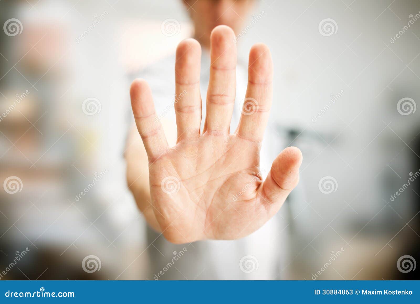 Man showing stop gesture stock image. Image of house - 30884863