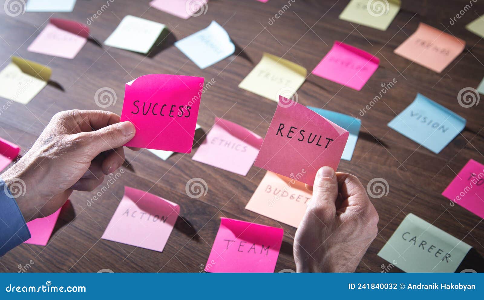 Man Showing Success and Result Message on Sticky Notes Stock Photo ...