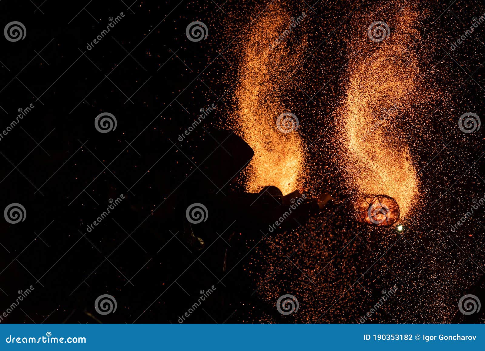 A Man is Showing Swing Fire Show Stock Photo - Image of evening, fiery ...