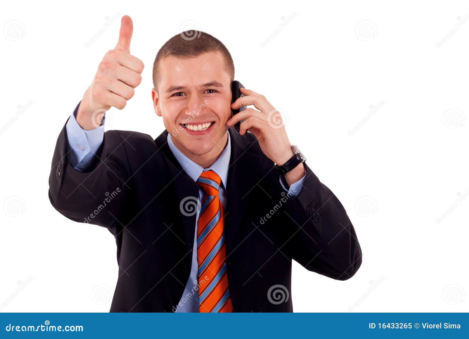 Man Showing Thumb Up on Phone Stock Image - Image of energetic ...