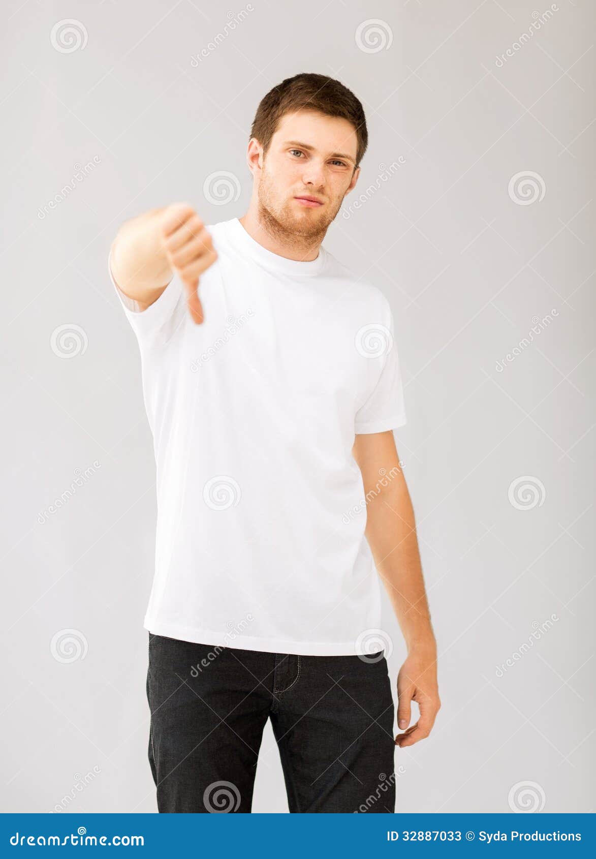 Man showing thumbs down stock image. Image of disappointment - 32887033