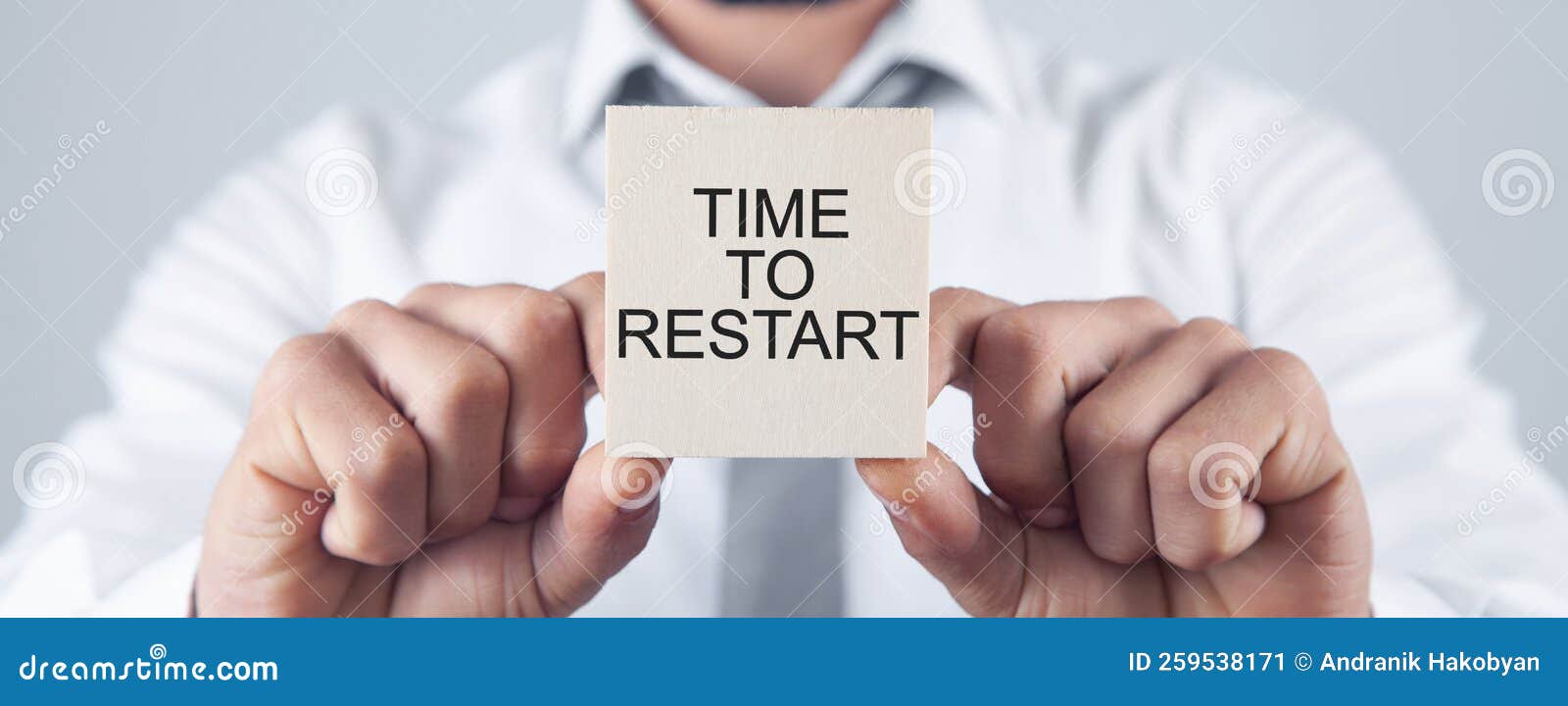 Man Showing Time To Restart Message Stock Image - Image of work ...
