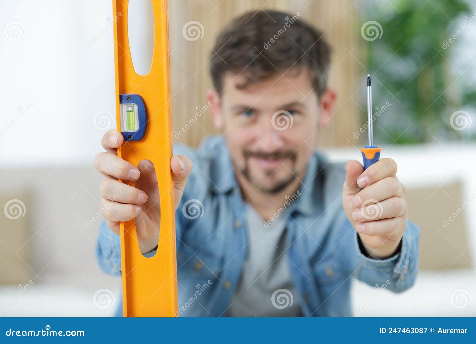 Man Showing Tools while Doing Diy Stock Image - Image of white, design ...