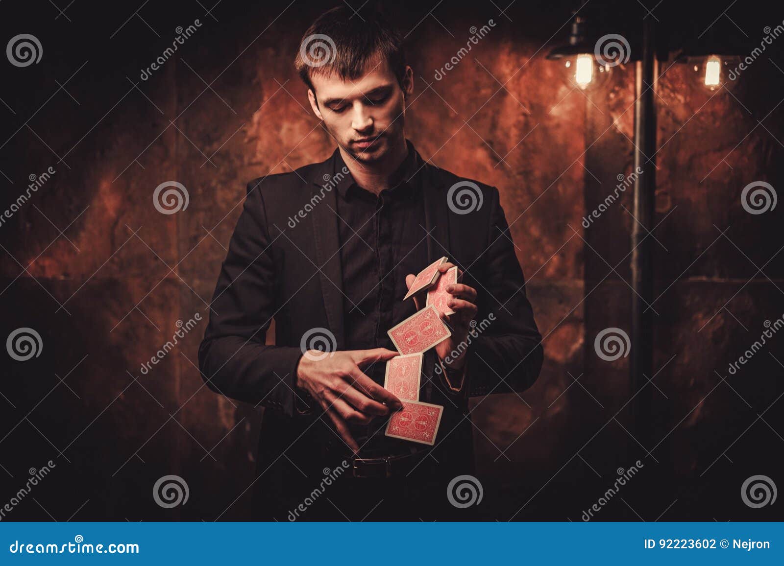 Man Showing Tricks with Cards Stock Photo - Image of entertainment ...