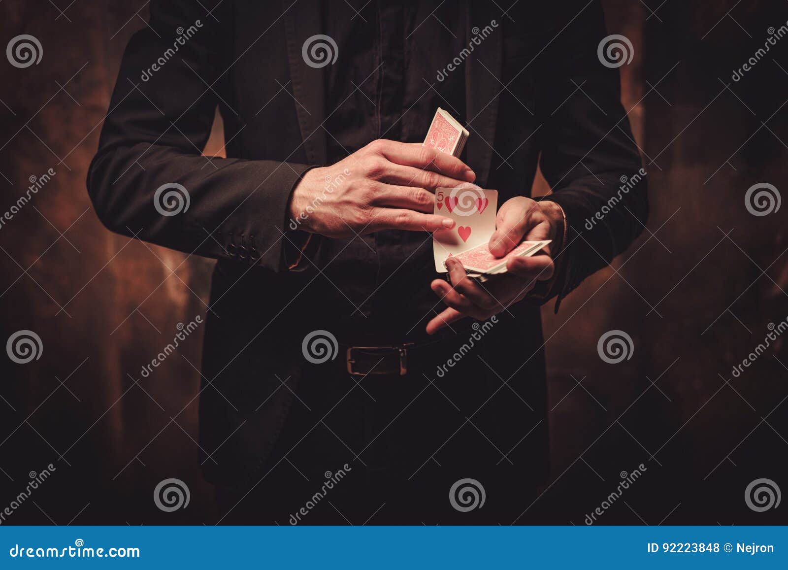 Man Showing Tricks with Cards Stock Photo - Image of card, performer ...