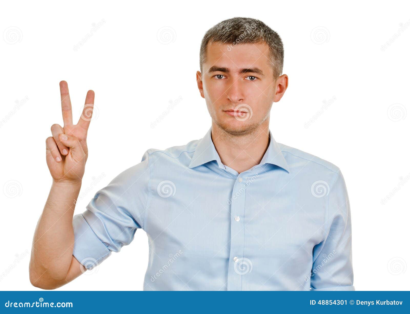 Man showing victory sign stock image. Image of cute, handsome - 48854301