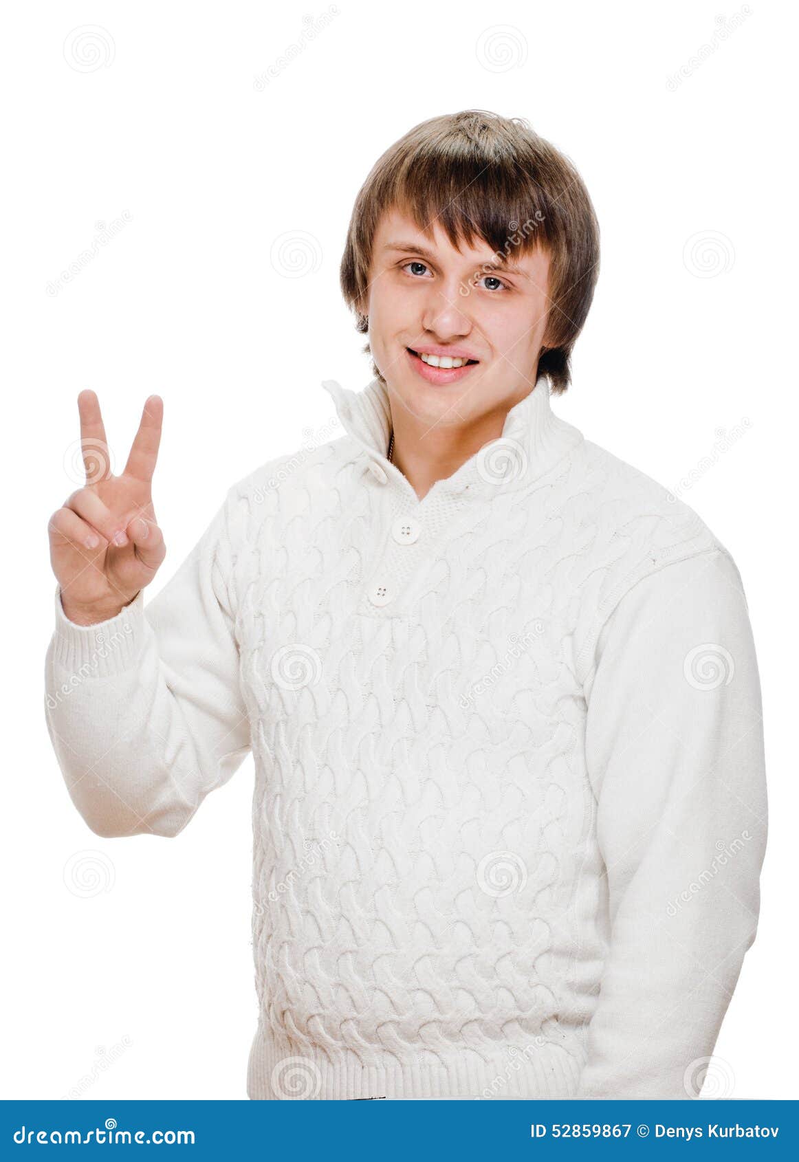 Man showing victory sign stock image. Image of fingers - 52859867