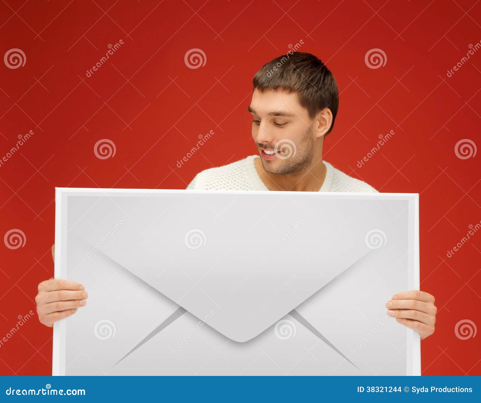 Man Showing Virtual Envelope Stock Photo - Image of electronical ...