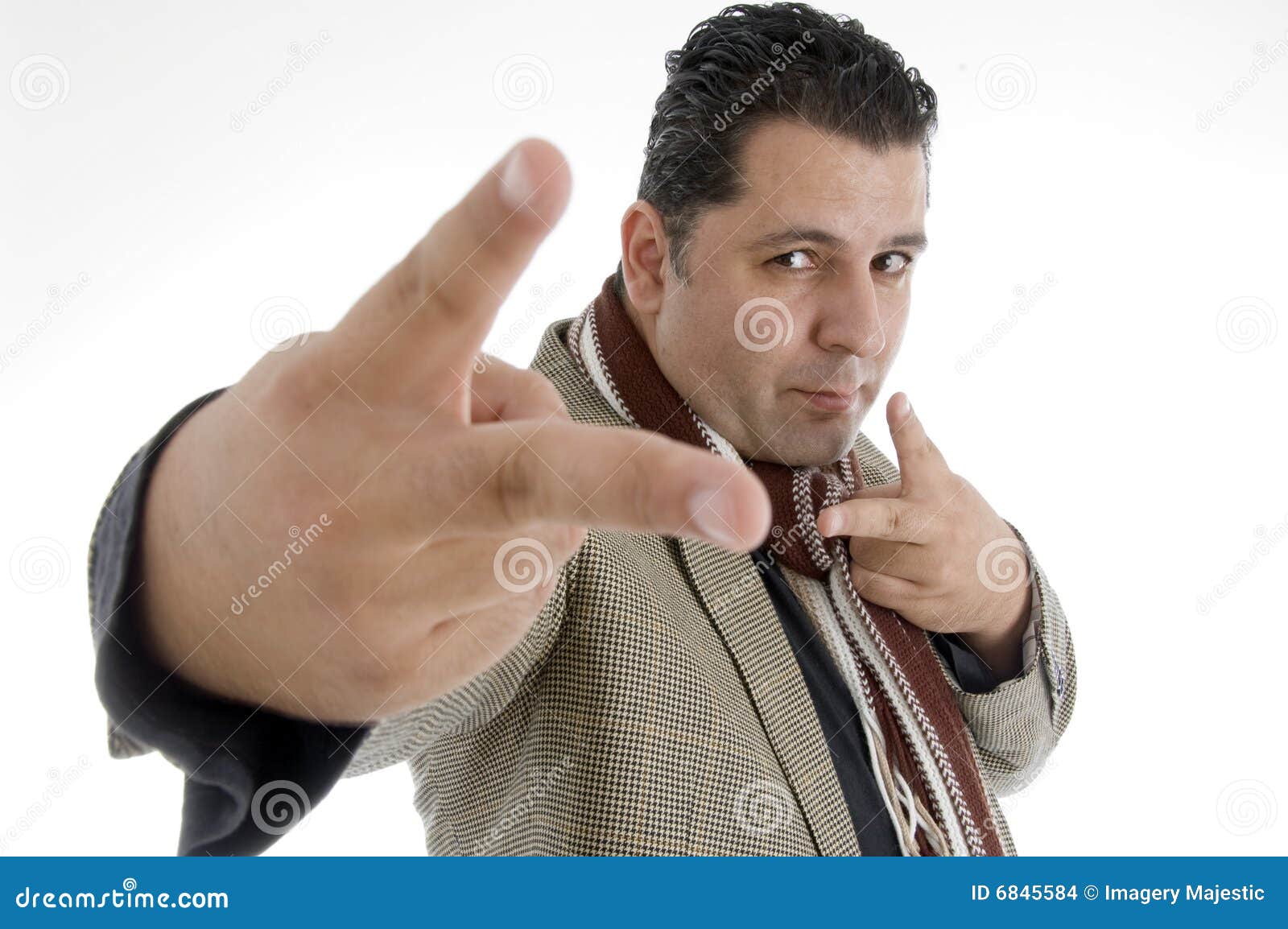 Man Showing Winning Gesture Stock Photo - Image of winner, camera: 6845584