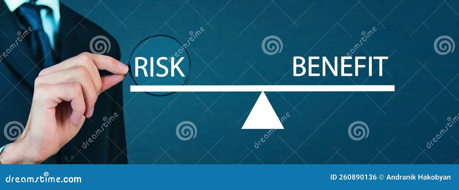 Man Showing Words Risk and Benefit in Balance Stock Photo - Image of ...