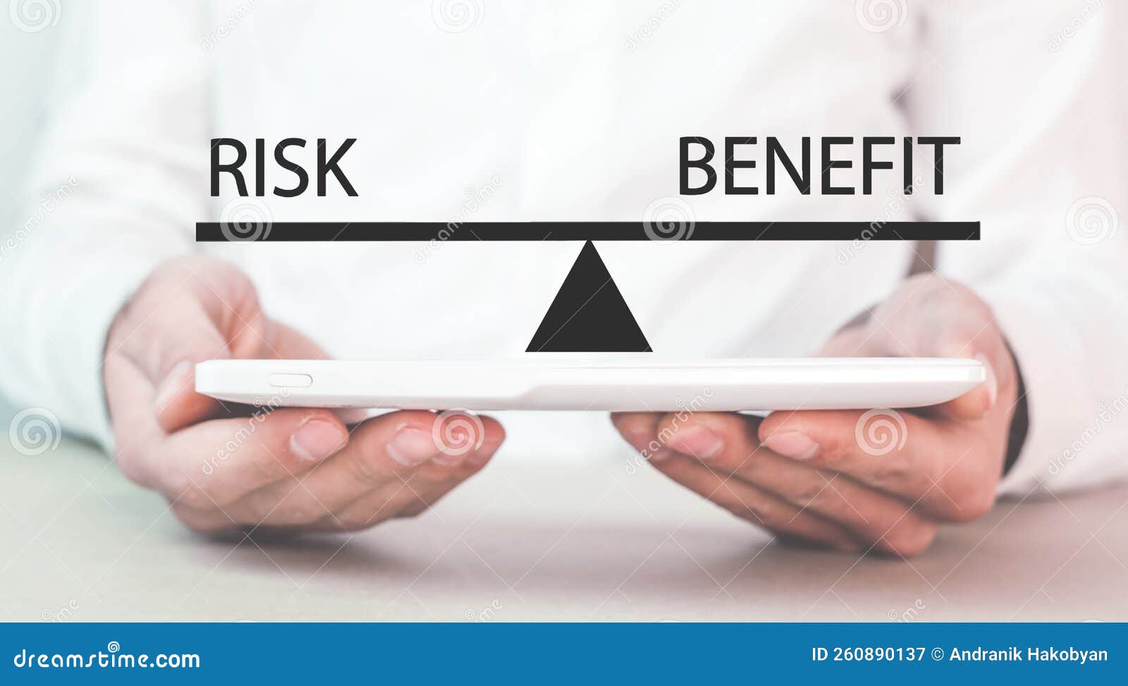 Man Showing Words Risk and Benefit in Balance Stock Image - Image of ...