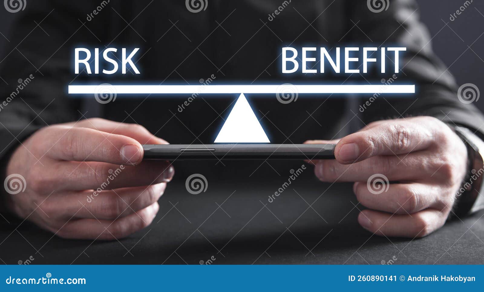 Man Showing Words Risk and Benefit in Balance Stock Image - Image of ...